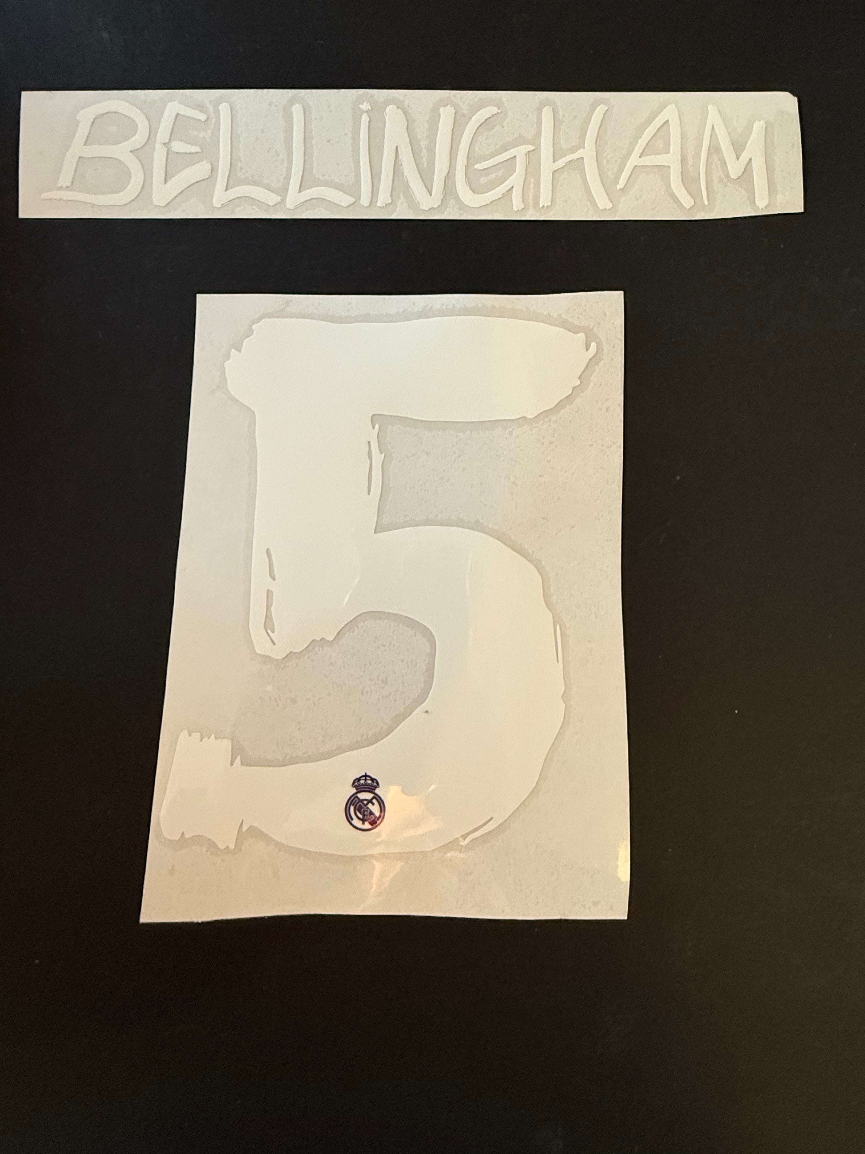 Bellingham 5 2023-2024 Kids Away Real Madrid nameset for Football Shir ...