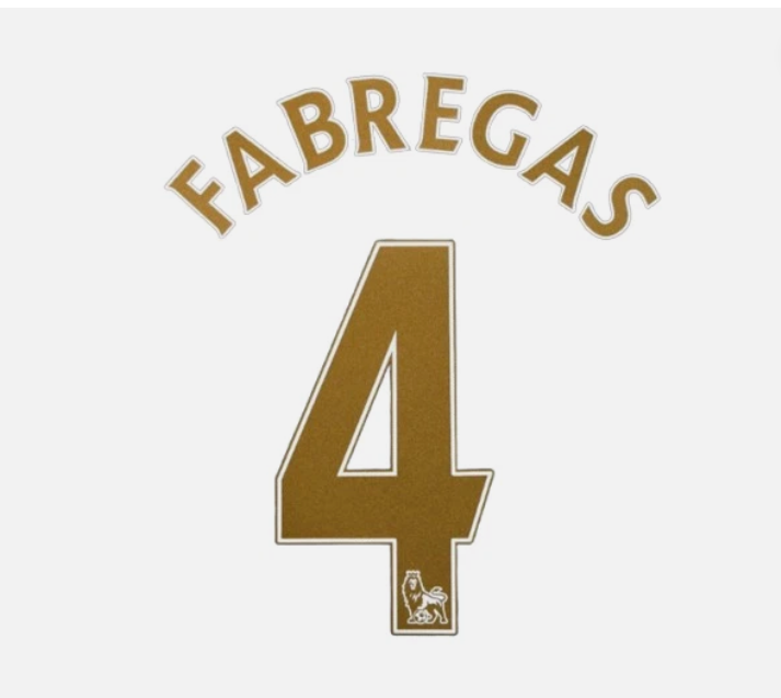 Fabregas #4 2007-2013 EPL Player Size Premier League gold Nameset UK A ...