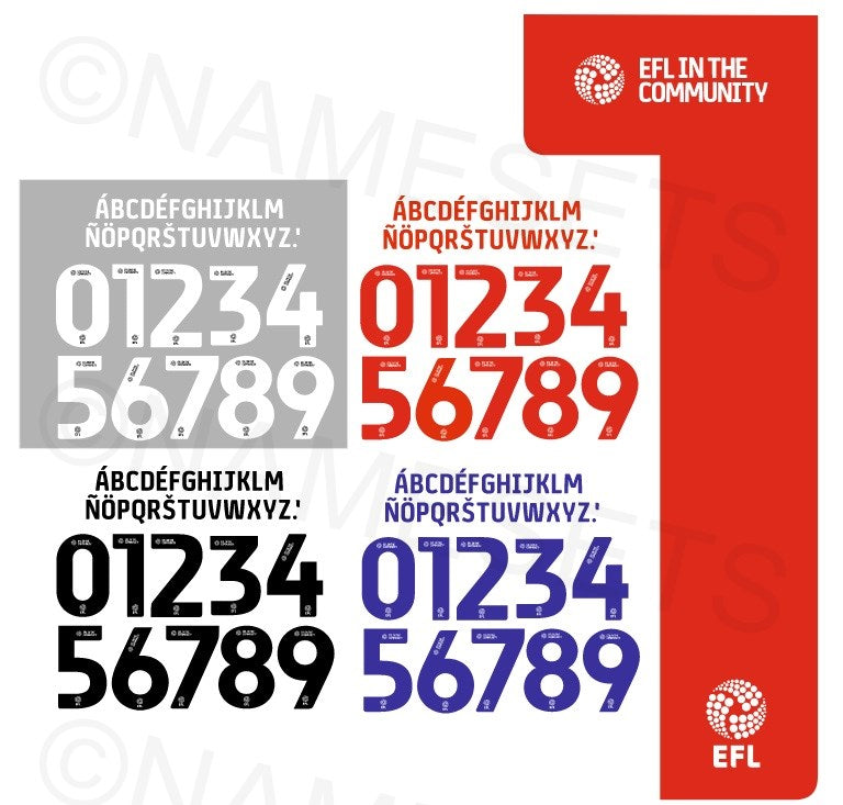 English Football League 2024-2025 Nameset for Football Shirt Any Name ...