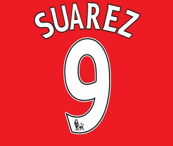 Suarez #9 2011-2014 Home Liverpool Football Nameset for shirt LFC YNWA ...