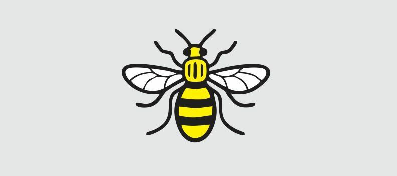 Manchester Worker Bee Yellow and Black white wings Logo for T Shirt Fo ...
