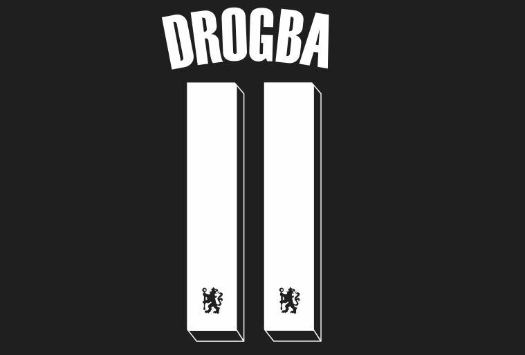 Drogba #11 Chelsea 2010-2011 Away Champions League Football Nameset fo ...