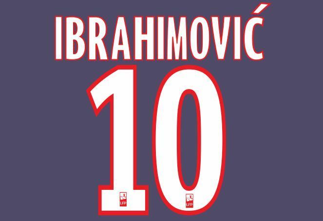 Ibrahimovic #10 PSG 2012-2016 Home Football Nameset for shirt Paris St ...