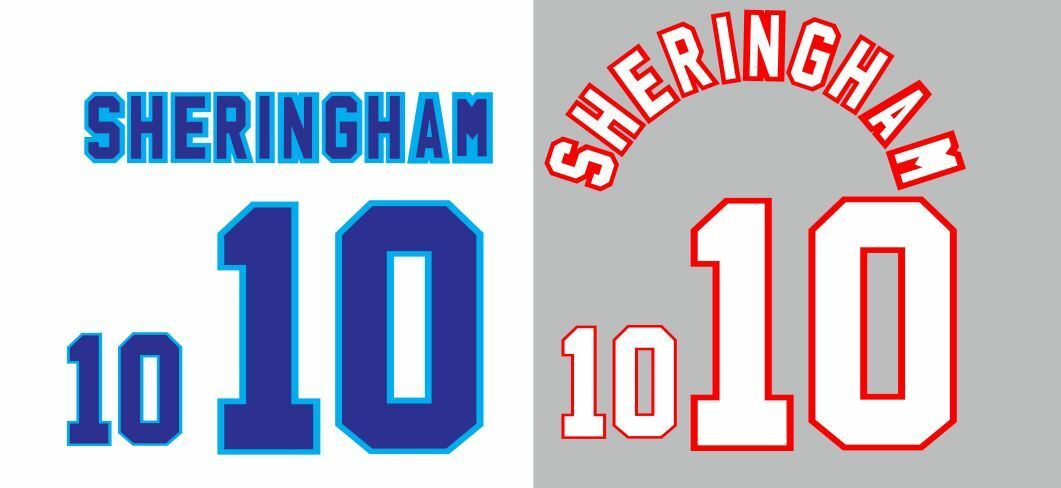 Sheringham #10 England Euro 1996 Home and Away Football Nameset shirt ...