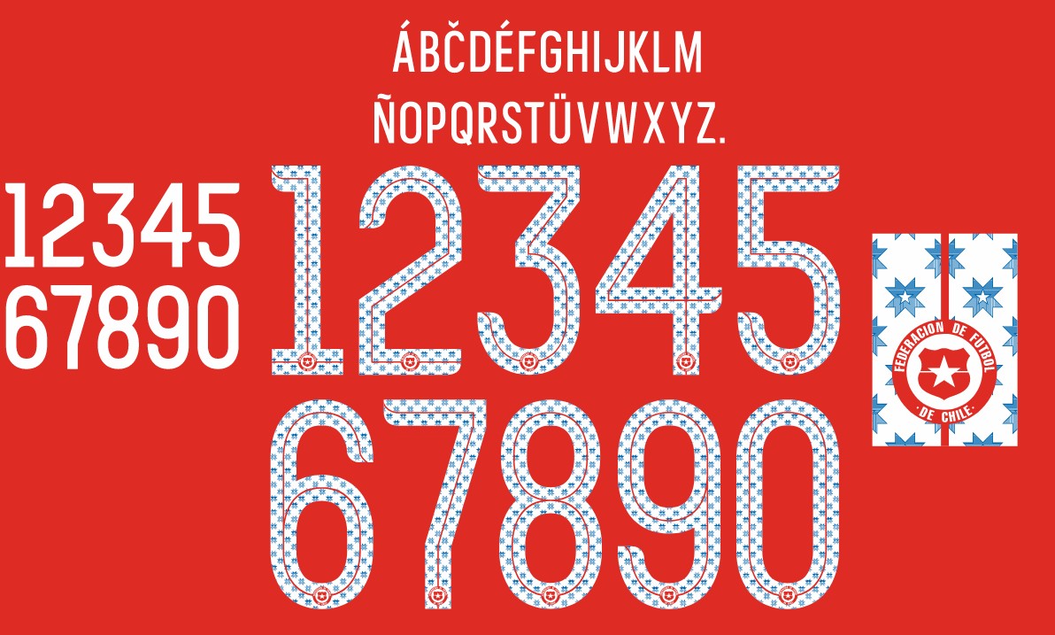 Chile 2018 Home Version 2 (patterned) Nameset for Football Shirt Any N ...