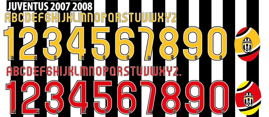 Juventus 2007-2008 Home and away Football Nameset any name and number ...