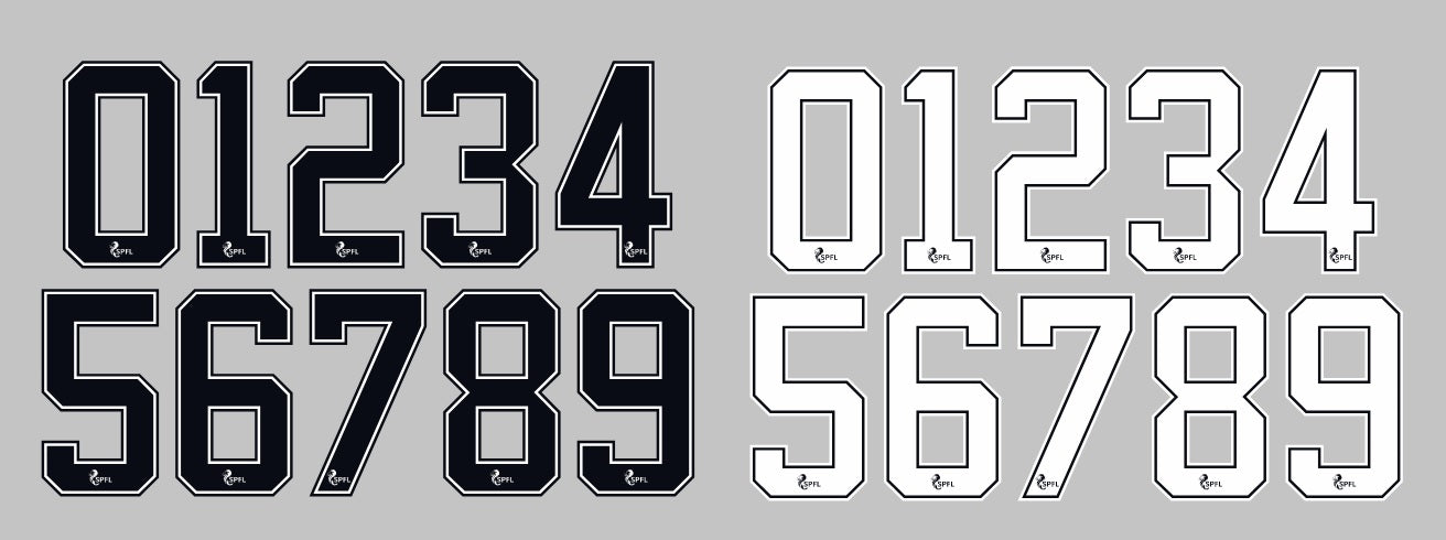 SPL 2020-2023 Football Short Number Single Digit Choose Black or White ...
